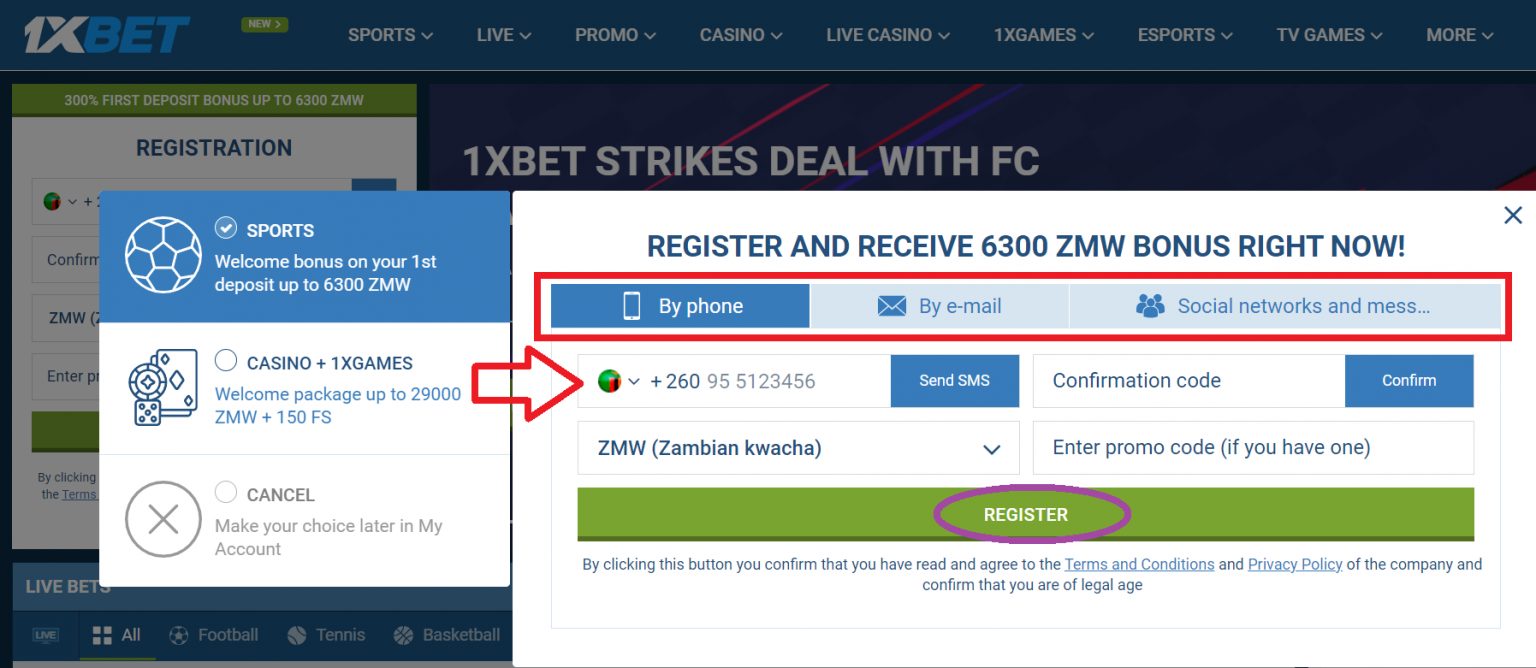 1xBet login Zambia, 1xBet registration methods Fast and easy 1xBet sign up